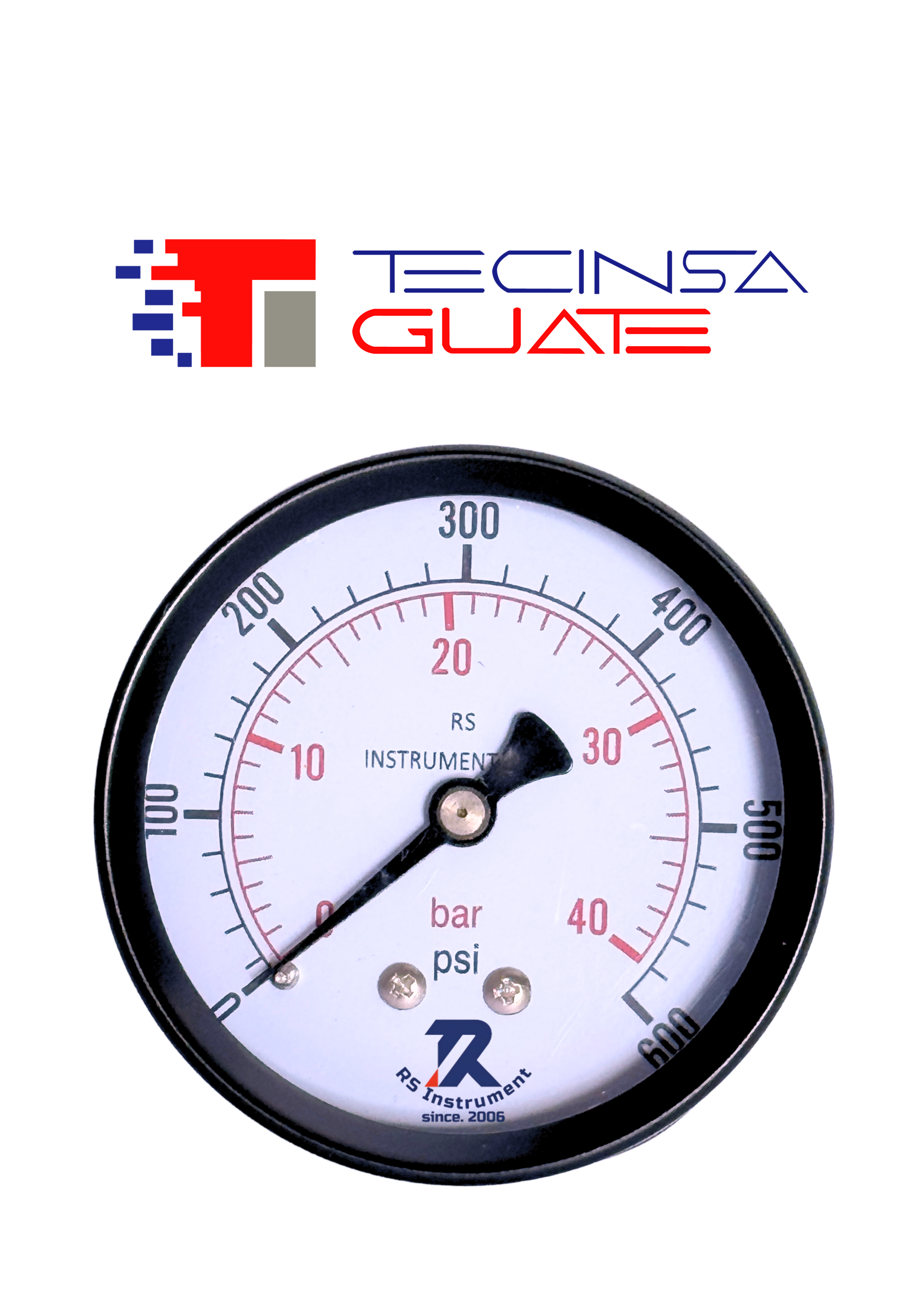 Manometro Horizontal Rs Cartula 2.5" 0-600 Psi Caja Hn Rosca Bronce Npt ...